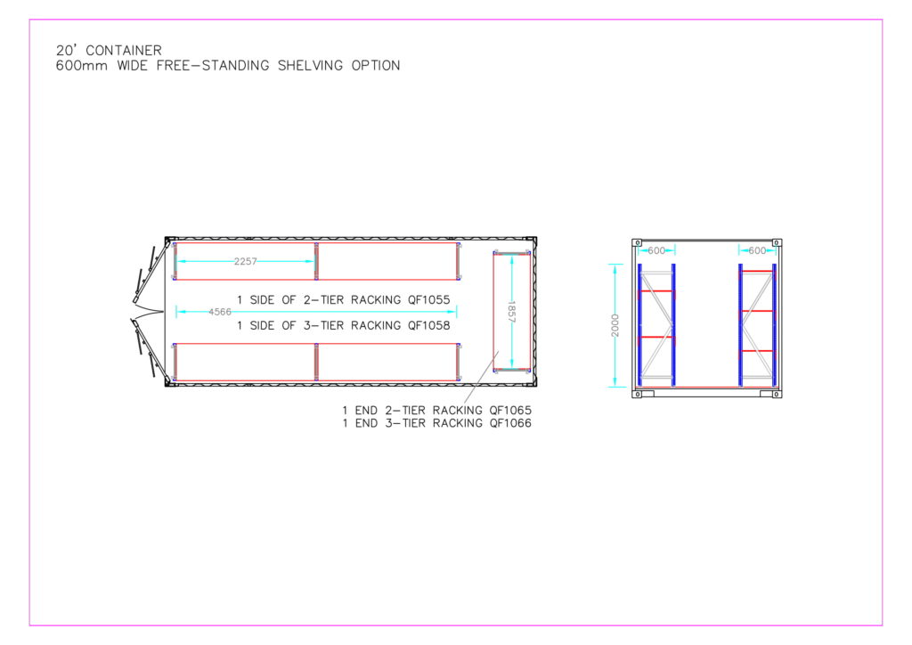 Heavy Duty Container Racking Kit - Three Tier - Rear of Container