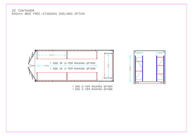 Heavy Duty Container Racking Kit - Three Tier - Rear of Container