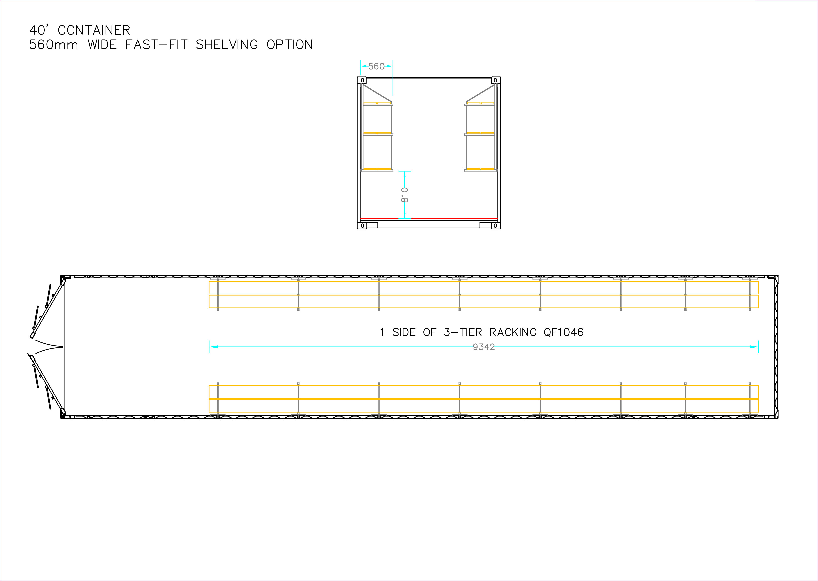 40ft Container Shelving Kit - Thee Tier - Fast Fit - Portable Space