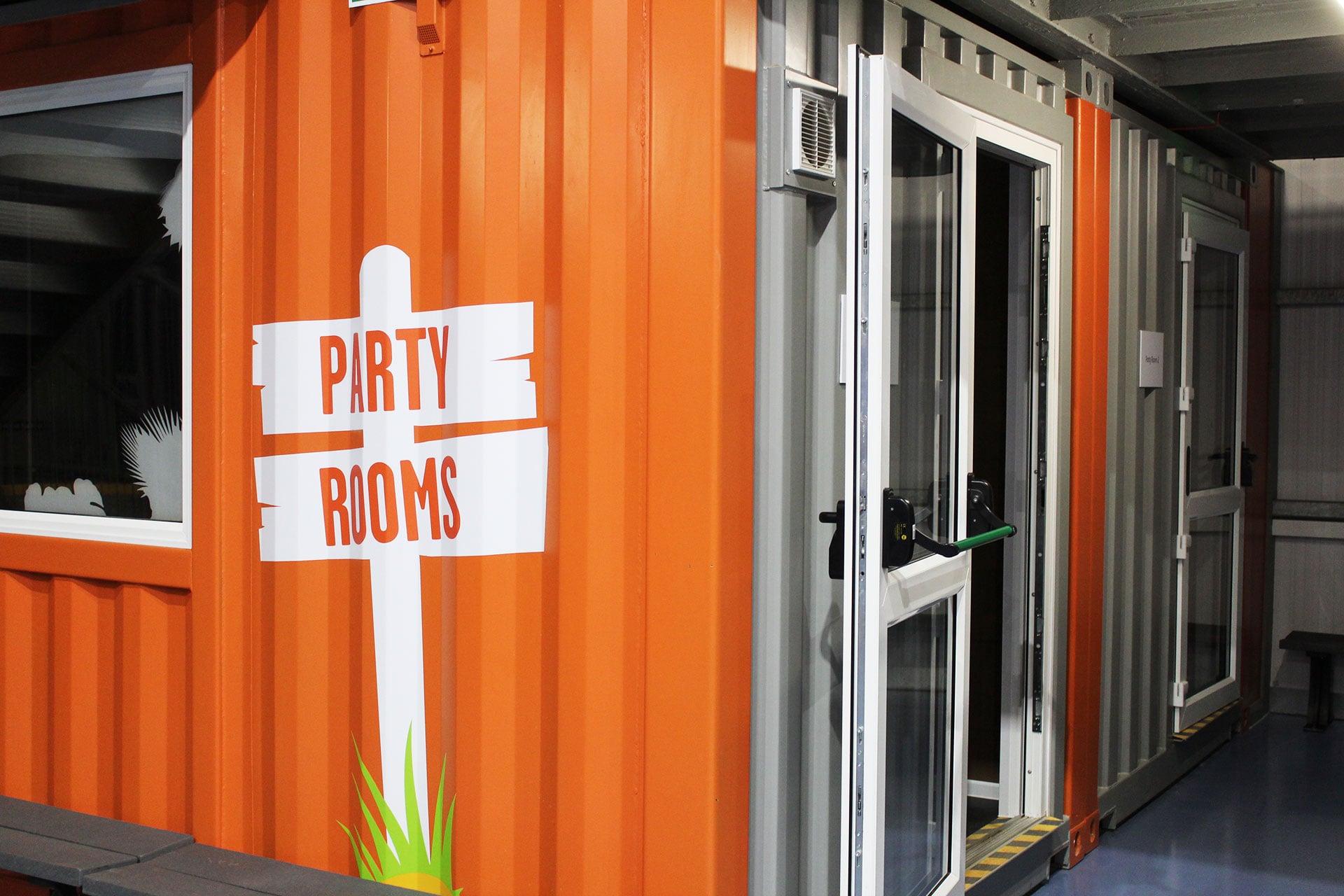 Trampoline & Play Park use Converted Shipping Containers & Cabins