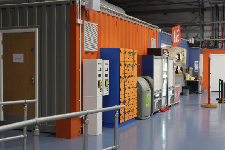 Trampoline & Play Park use Converted Shipping Containers & Cabins