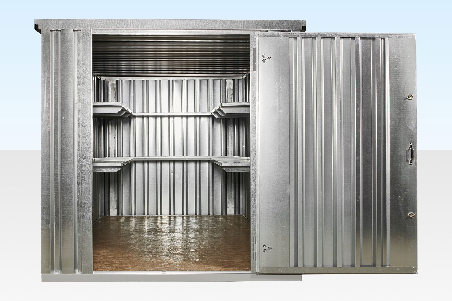 2 Tier Shelving for 3m Flat Pack Store - Both Sides & Rear | Portable Space