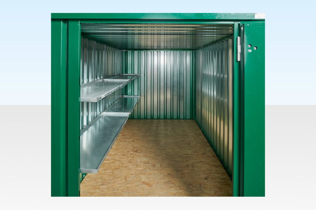 Shelving for 4m Flat Pack Store - One Side - Portable Space