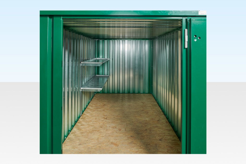 Rear Shelving for 6m Flat Pack Store - Two Tier - Portable Space