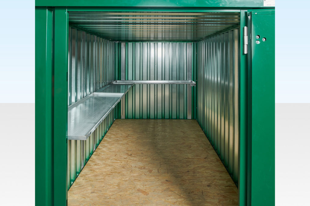 4m Flat Pack Store Shelving - 1 Side+Rear - Portable Space