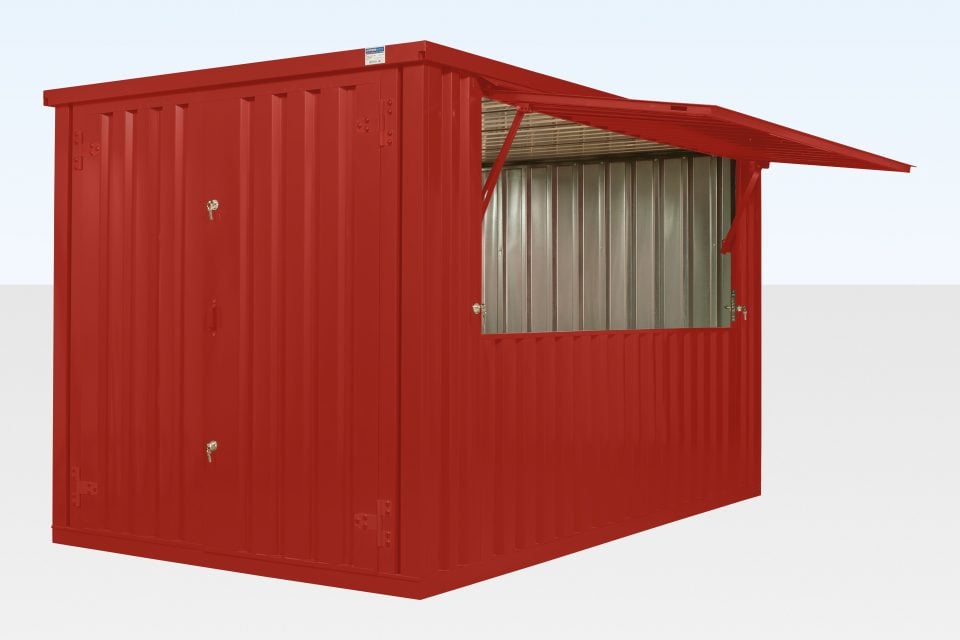 3m XL Flat Pack Kiosk - Container with Serving Hatch | Portable Space UK